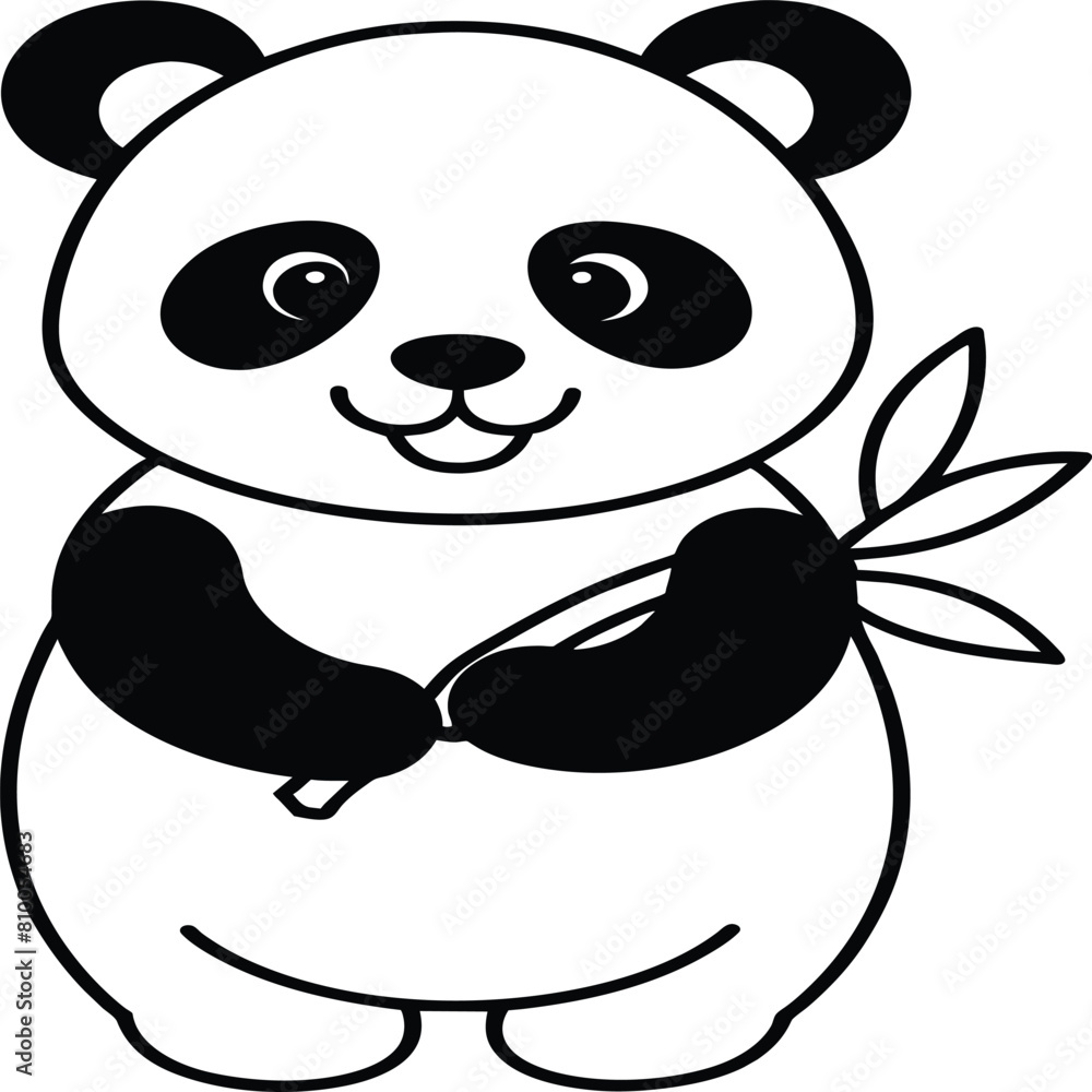 Cute panda coloring pages. Panda animal outline for coloring book ...