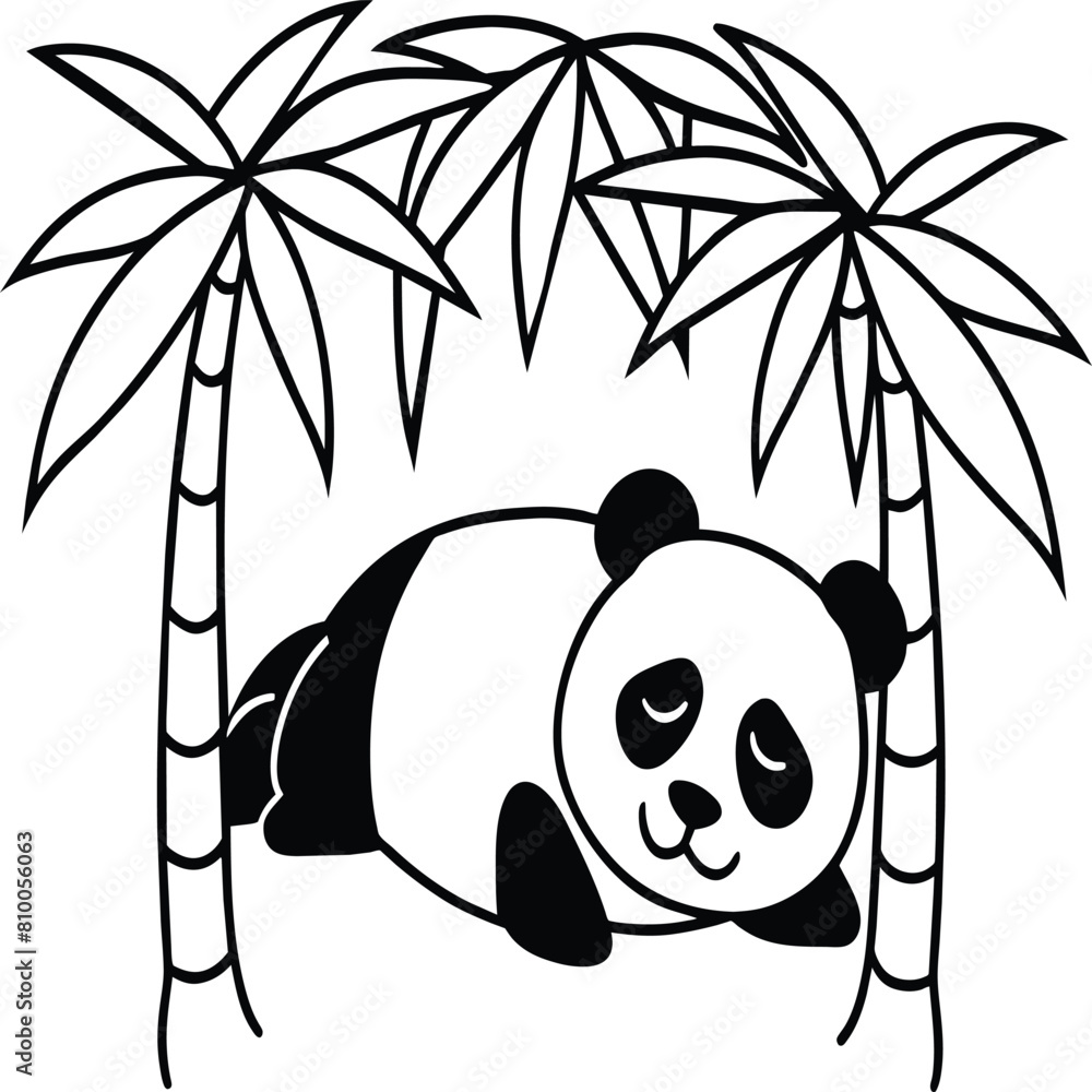 Cute panda coloring pages. Panda animal outline for coloring book ...