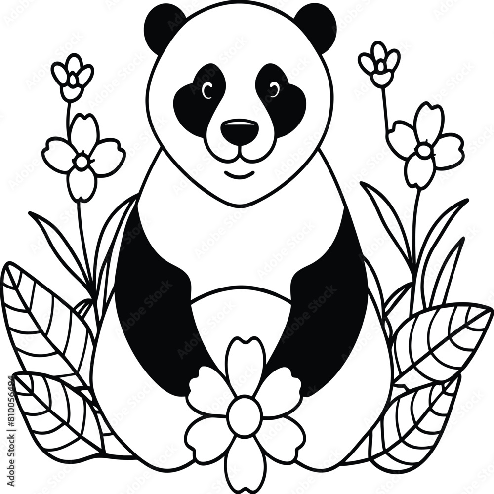 Cute panda coloring pages. Panda animal outline for coloring book ...
