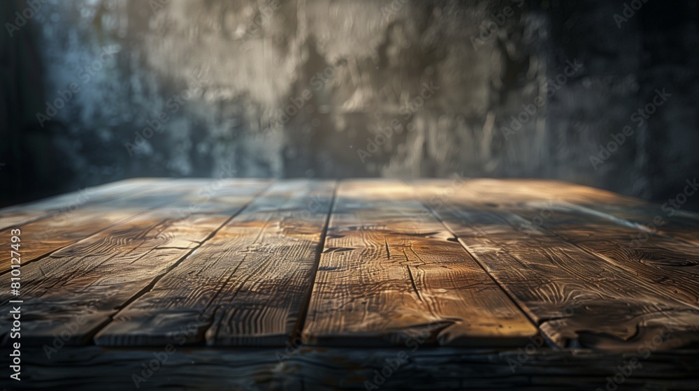 The scene is set with a beautifully aged wooden table, its surface a ...