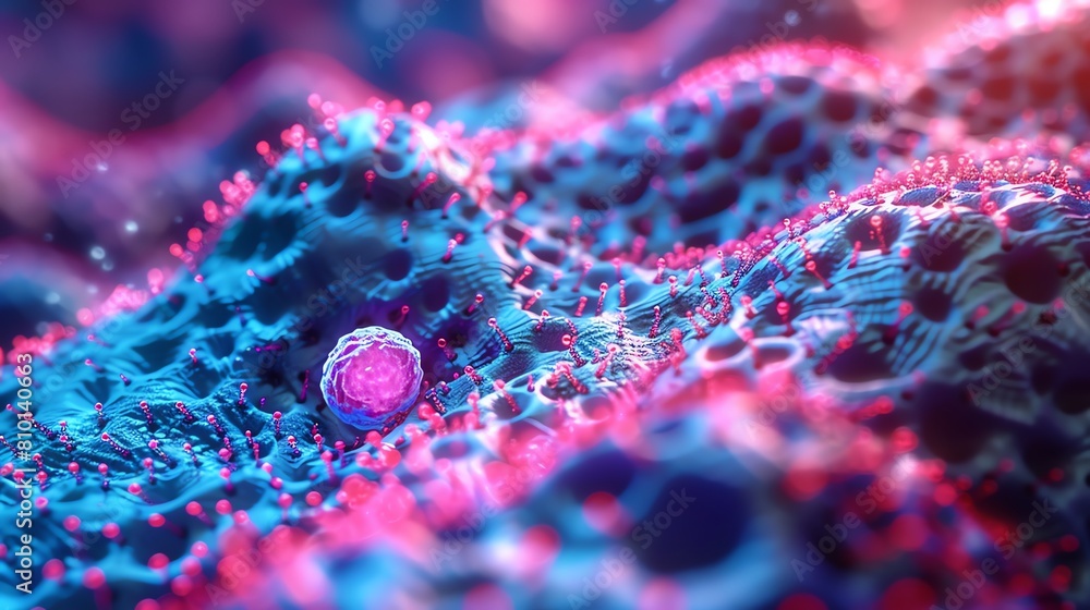 Digital illustration of skin cell regeneration, showing the process in ...