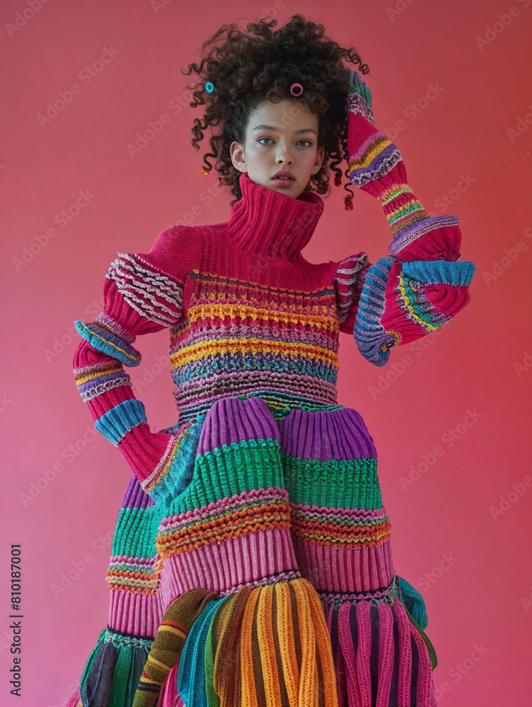 Young stylish woman model posing for edgy and modern fashion editorial ...