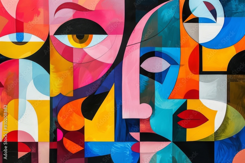 abstract artwork depicting different colorful geometric shapes ...