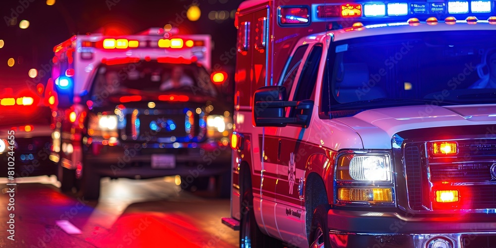EMTs in the ambulance working the night shift for medical emergencies ...