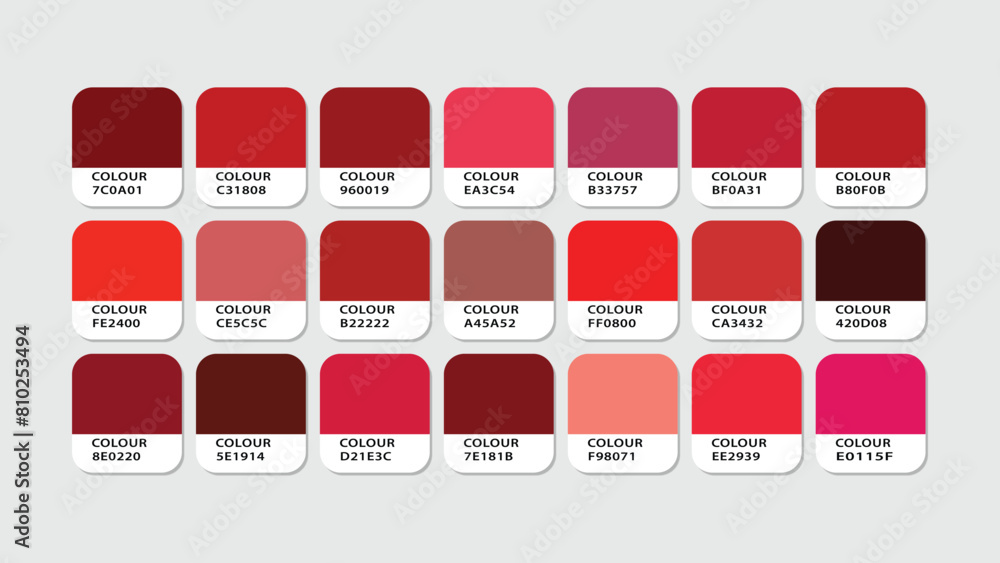 Стоковое векторное изображение «Maroon red Color Guide Palette with ...