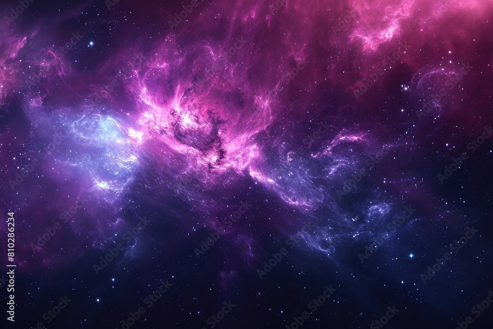 Cosmic landscape featuring star clusters and nebula. Illustration of a ...