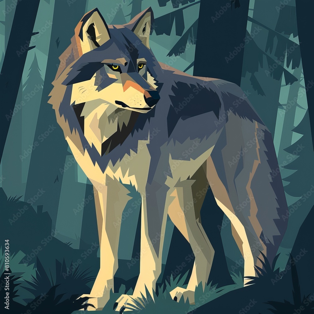 Wolf den flat design side view survival theme animation Tetradic color ...