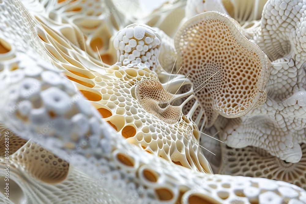 A close-up view of a microscopic organism, with intricate details and ...