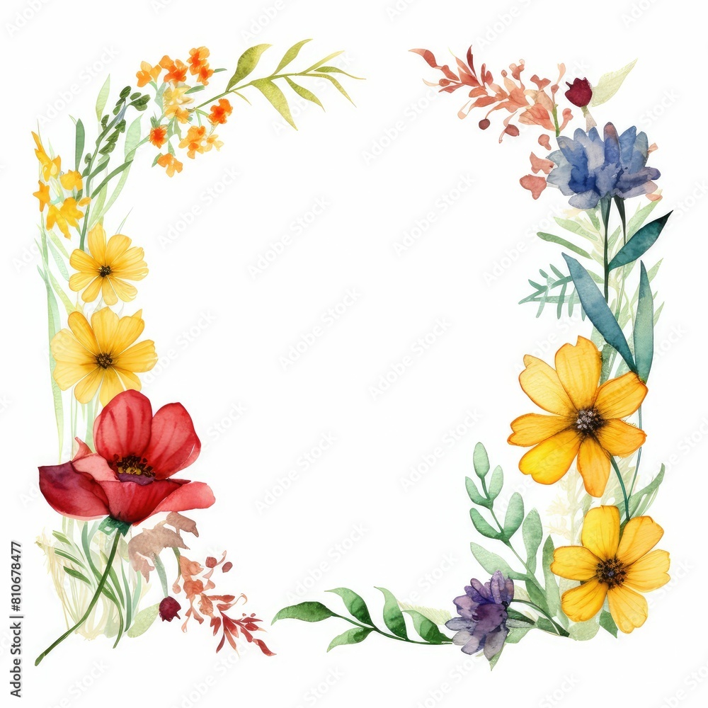 wildflower themed frame or border for photos and text. featuring a mix ...