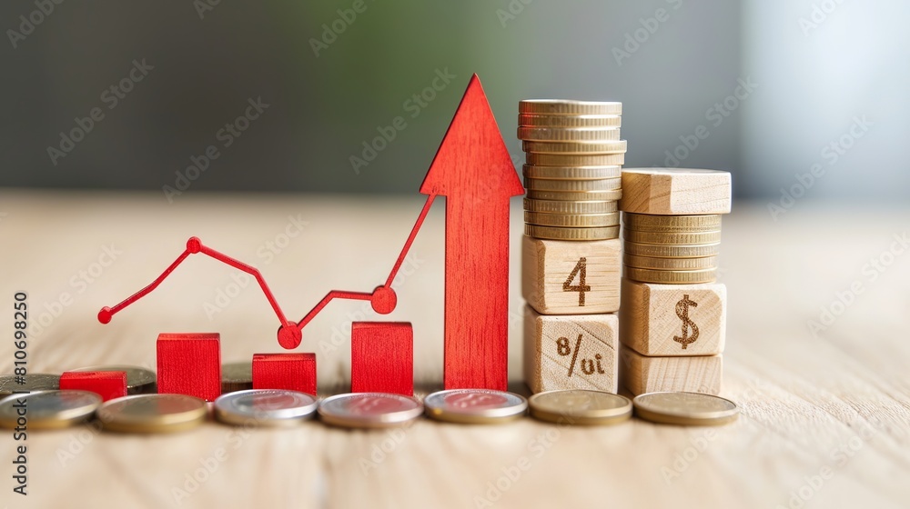 Financial downturn concept with percentage symbol on wooden blocks ...