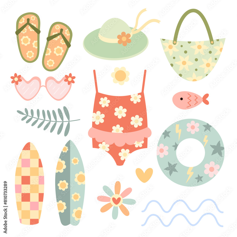 Retro summer clipart. Groovy summer vibes clipart. Hello summer clip ...