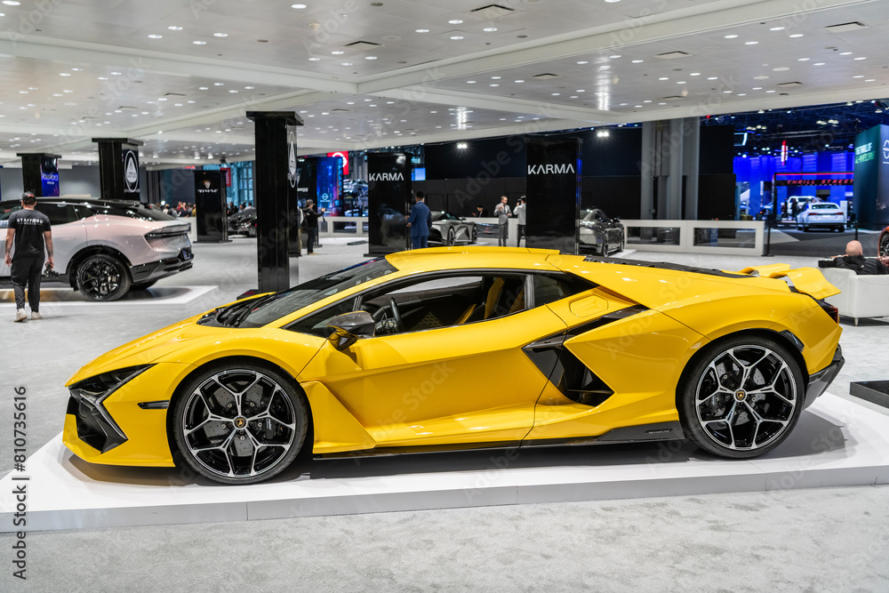 New York City, USA - March 27, 2024: Lamborghini Revuelto hypercar ...