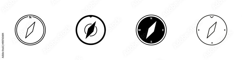 Compass icon set. Navigation symbol. Pathfinder helper. Vector ...