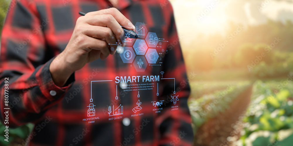Smart Farm UI hologram system control, maintenance, displaying growth ...