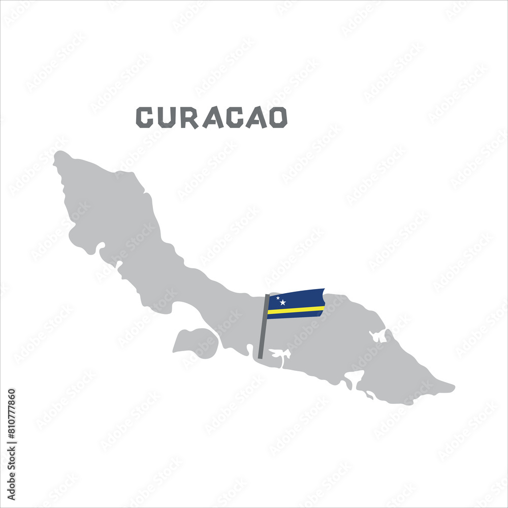 Curacao vector map illustration, country map silhouette with the flag ...