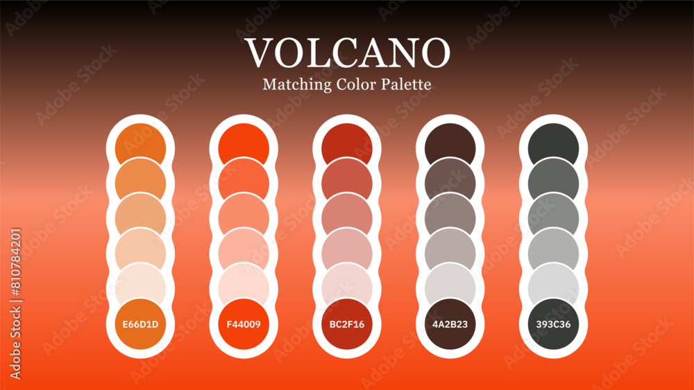 Set of volcano color palette combination in rgb hex. Matching color ...