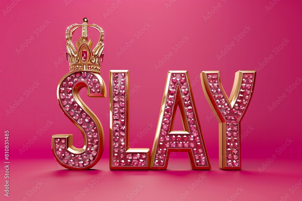 gold metallic standing 3d letters bedazzled with pink diamonds in shape ...