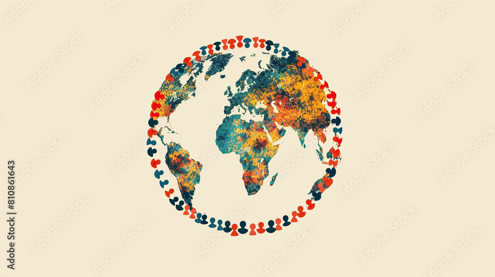 World Population Day Concept, 11July. world globe art with multicolor ...
