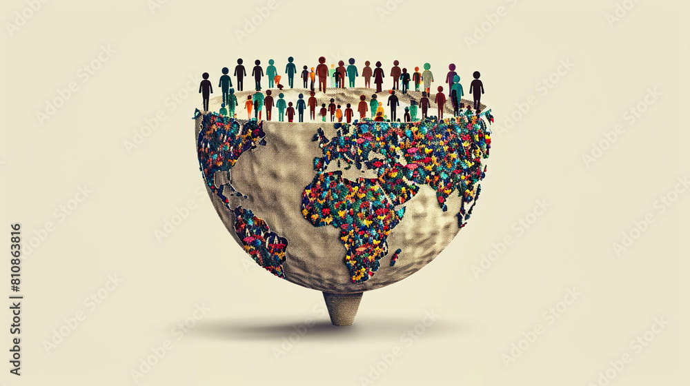World Population Day Concept, 11July. watercolor rough art off huge ...