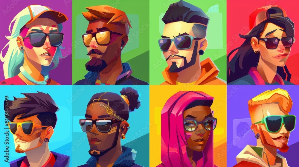 People avatars for social media profiles with diverse faces. Modern ...