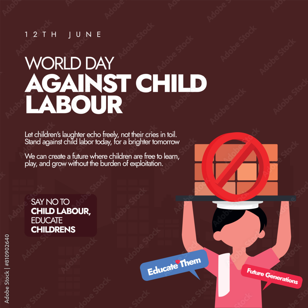 Vector de Stock World Day Against Child Labour. 12th June Child labour ...
