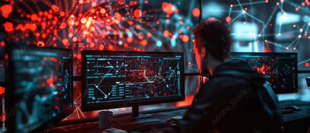 Stock-Illustration „Data Visualization software on a computer. Clusters ...