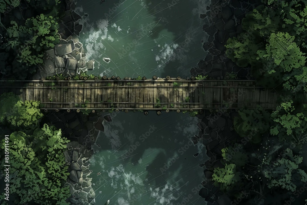 Ilustración de Stock DnD Battlemap battlemap, broken, bridge, stylized ...