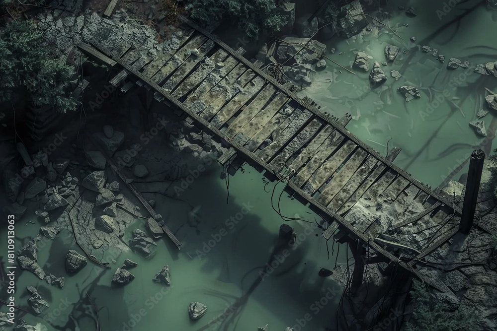 DnD Battlemap battle, map, tabletop, games, collapsed, bridge Stock ...