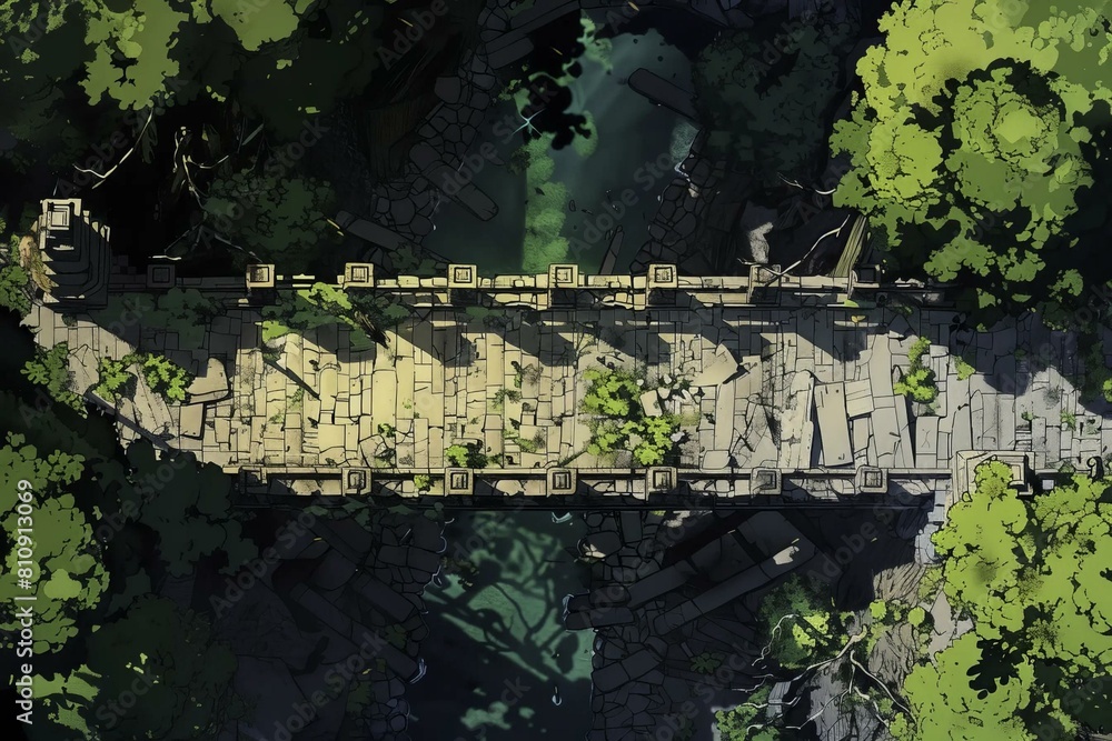 DnD Battlemap collapsed, bridge, battle, map, debris, ruins Stock ...