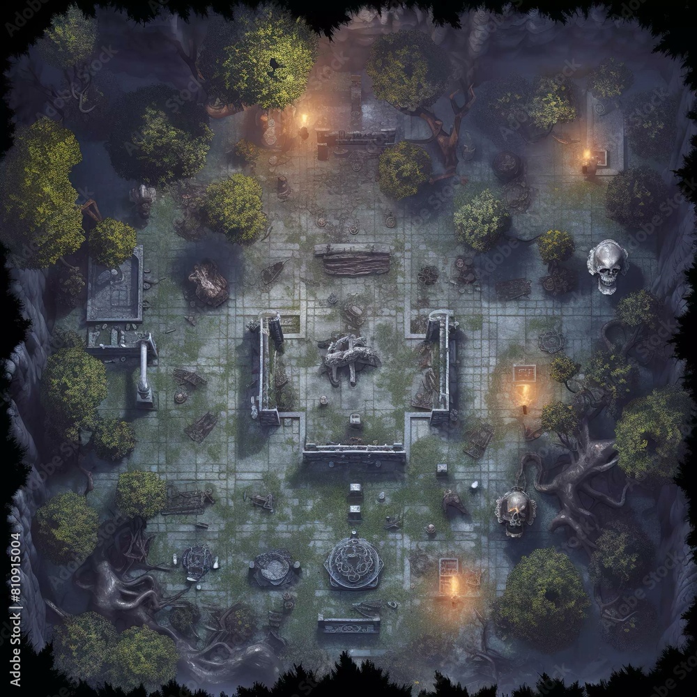 Stock-Illustration „DnD Battlemap Forsaken Cemetery Whispering Haunted ...