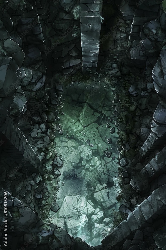 DnD Battlemap Gorgon's Grotto - A Dimly lit Cave Stock Illustration ...