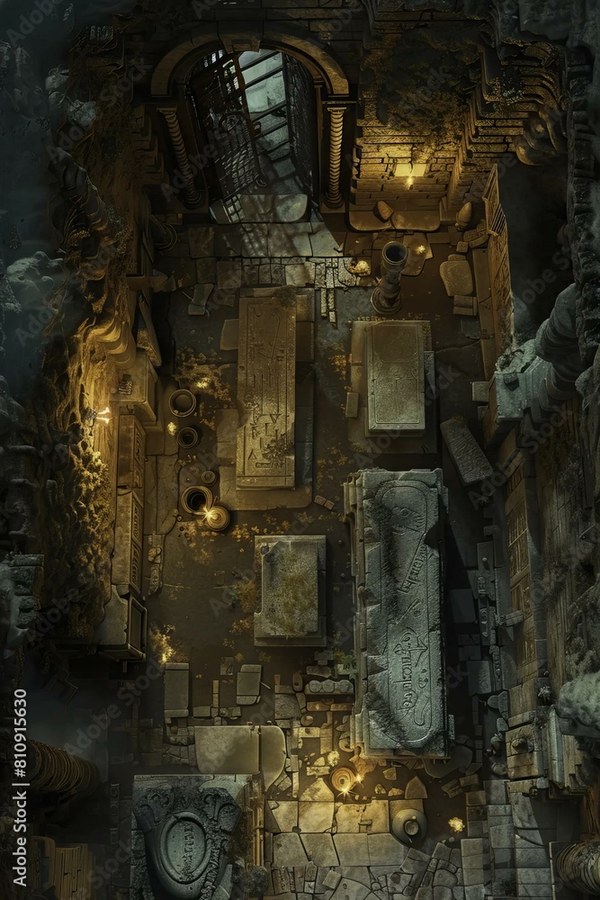 DnD Battlemap mysterious, crypt, torch, inside, exploration, adventure ...