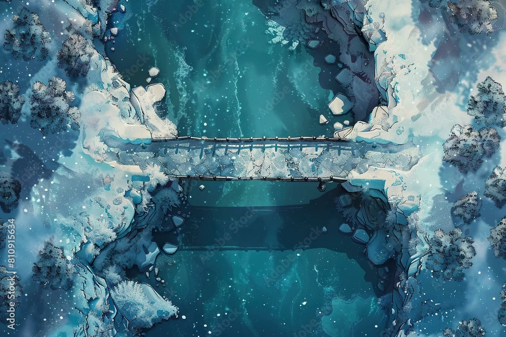DnD Battlemap ice, bridge, battle, map, style Stock Illustration ...
