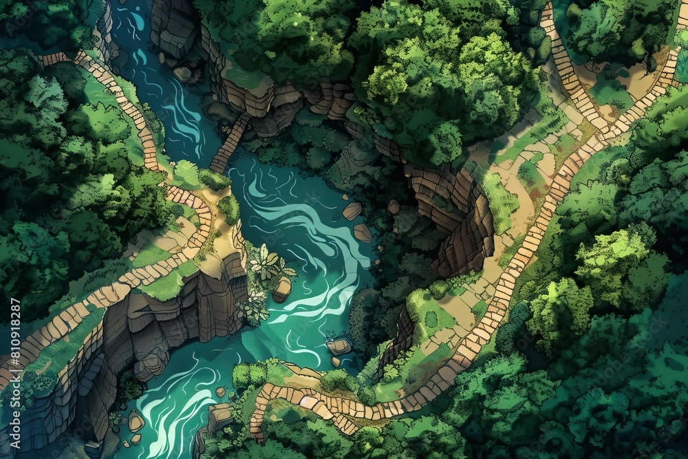 DnD Battlemap underground, river, battle, map, mystical, ruins Stock ...