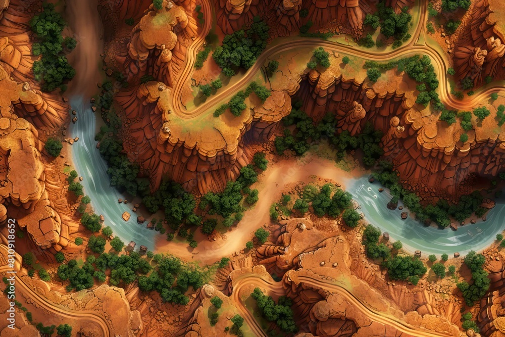 DnD Battlemap winding, canyons, battlemap, terrain, map, battles Stock ...