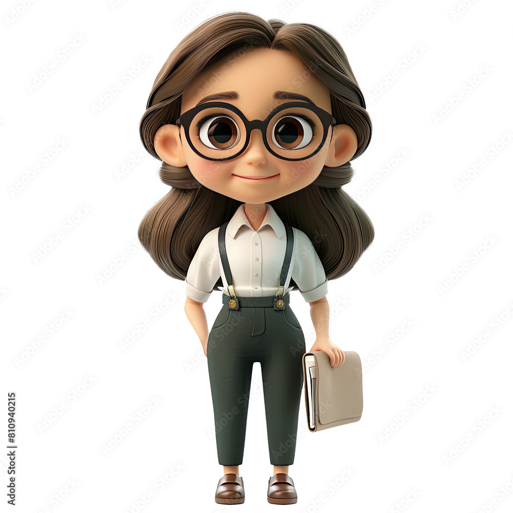 3D cartoon female accountant. Cute cartoon accountant isolated on ...