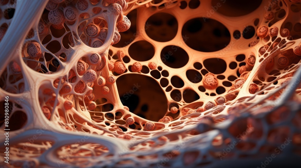 3D rendered image of bone cells in a crosssection of human bone ...