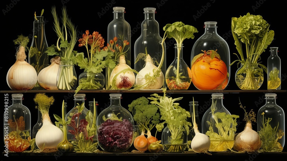 Nature study image of various bulb plants being dissected, emphasizing ...