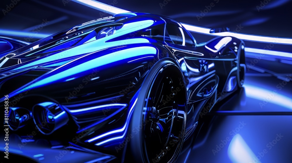 Illustration Stock sleek blue sports car with a futuristic design is ...