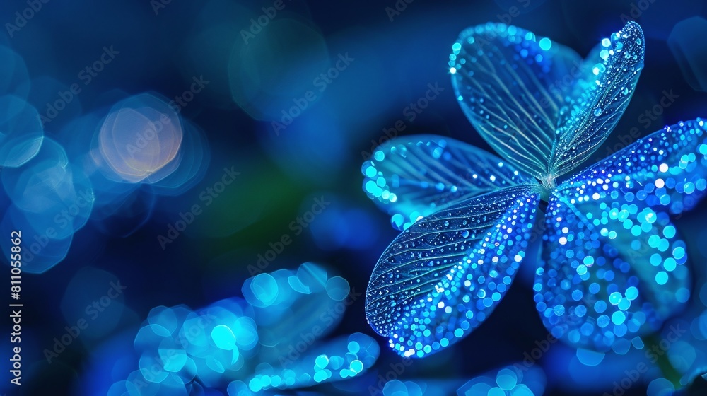 Abstract polygonal light design of four-leaf clover. Business low poly ...