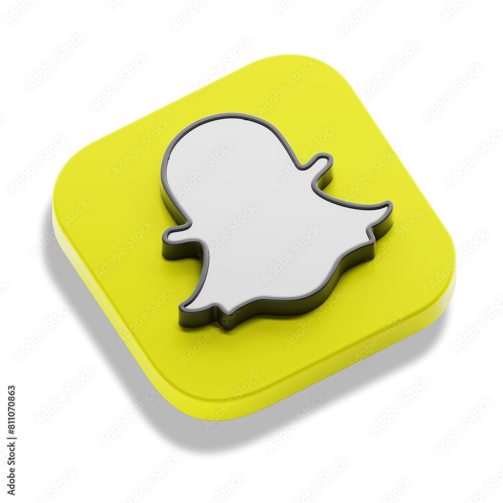 snapchat social media app isometric concept logo icon element in round ...
