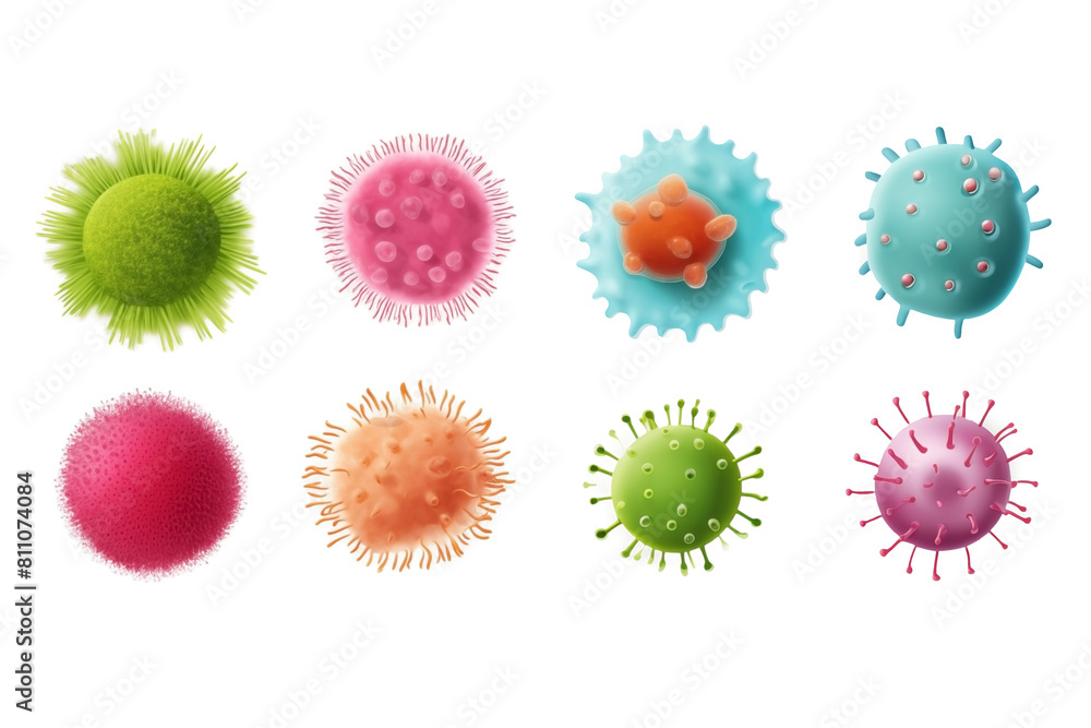 group of microbes PNG and viruses PNG Isolated Germ on Transparent and ...