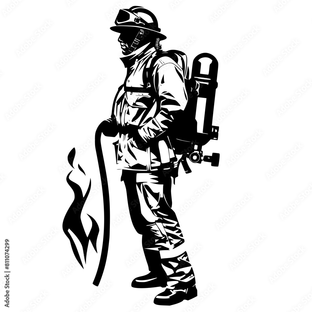 Image vectorielle Stock Firefighter Clipart, Fire Department Svg, Fire ...