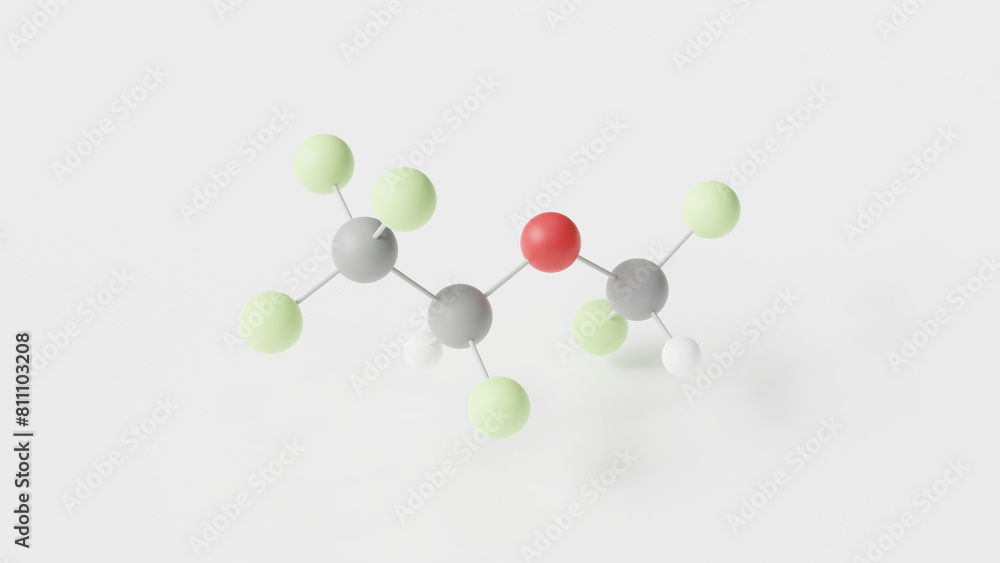 desflurane molecule 3d, molecular structure, ball and stick model ...