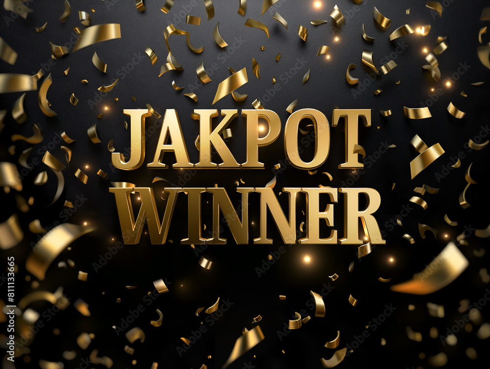 Golden jakpot winner word in 3d golden label, AI generation Stock ...