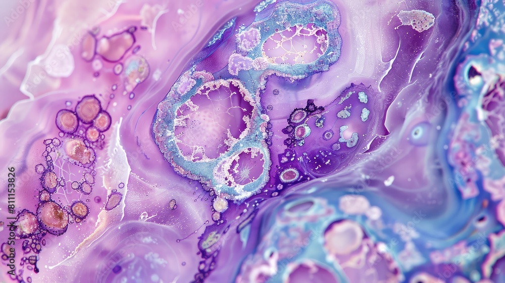Examining a tissue section of ductal cell carcinoma and adenocarcinoma ...