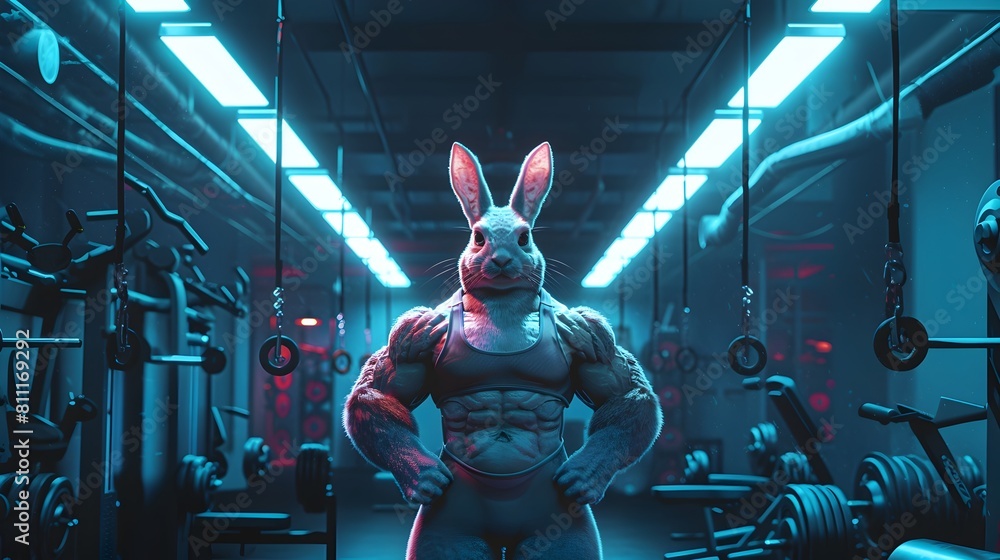 Powerful Anthropomorphic Rabbit Superhero Displaying Muscular Physique ...