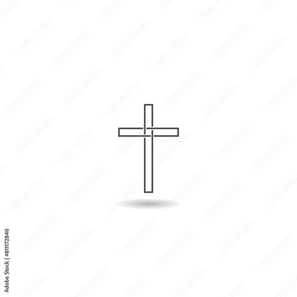 Simple Christian cross icon with shadow Stock Photo | Adobe Stock