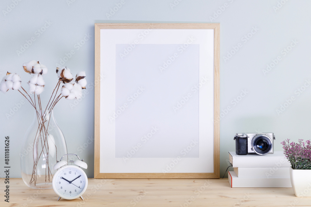 Blank picture frame template on a wall Stock Photo | Adobe Stock