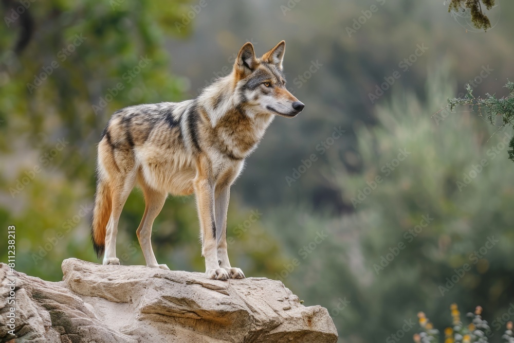 Mexican Gray Wolf Standing on Rocky Ledge - Full Body Wildlife Portrait ...